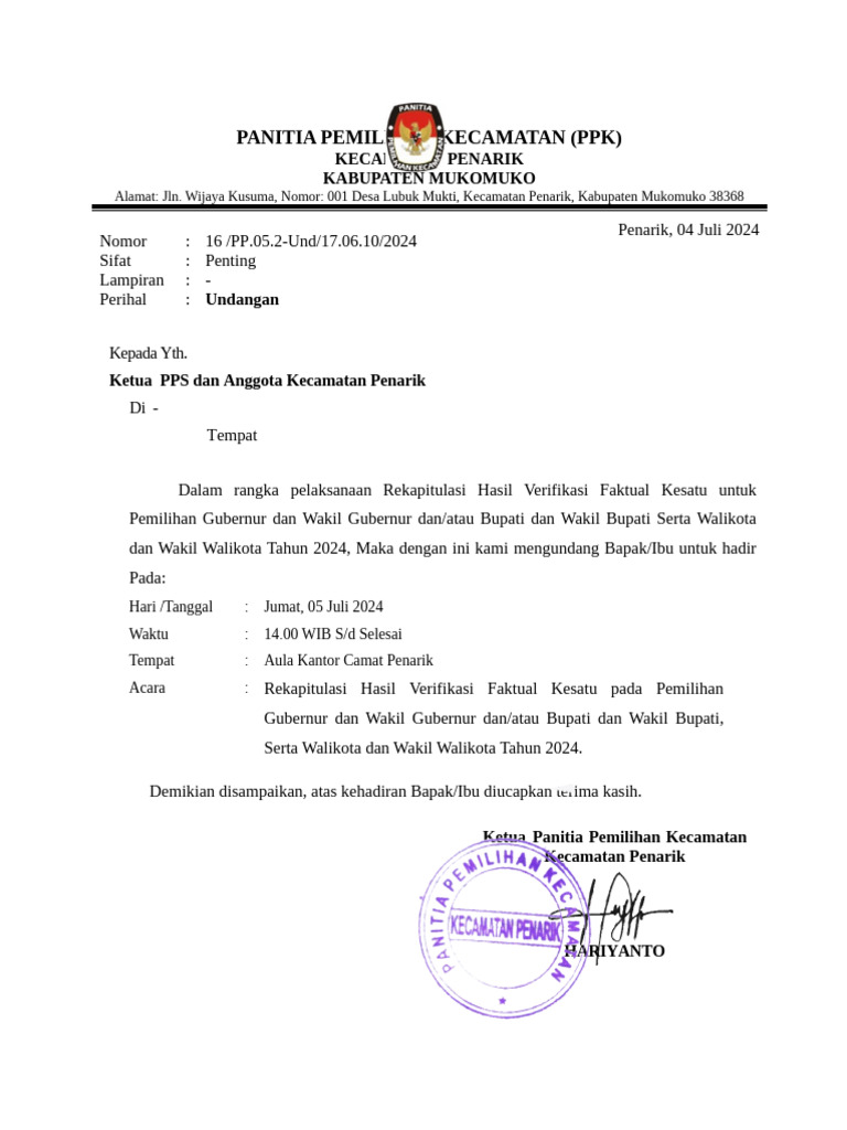 Undangan Panwas | PDF