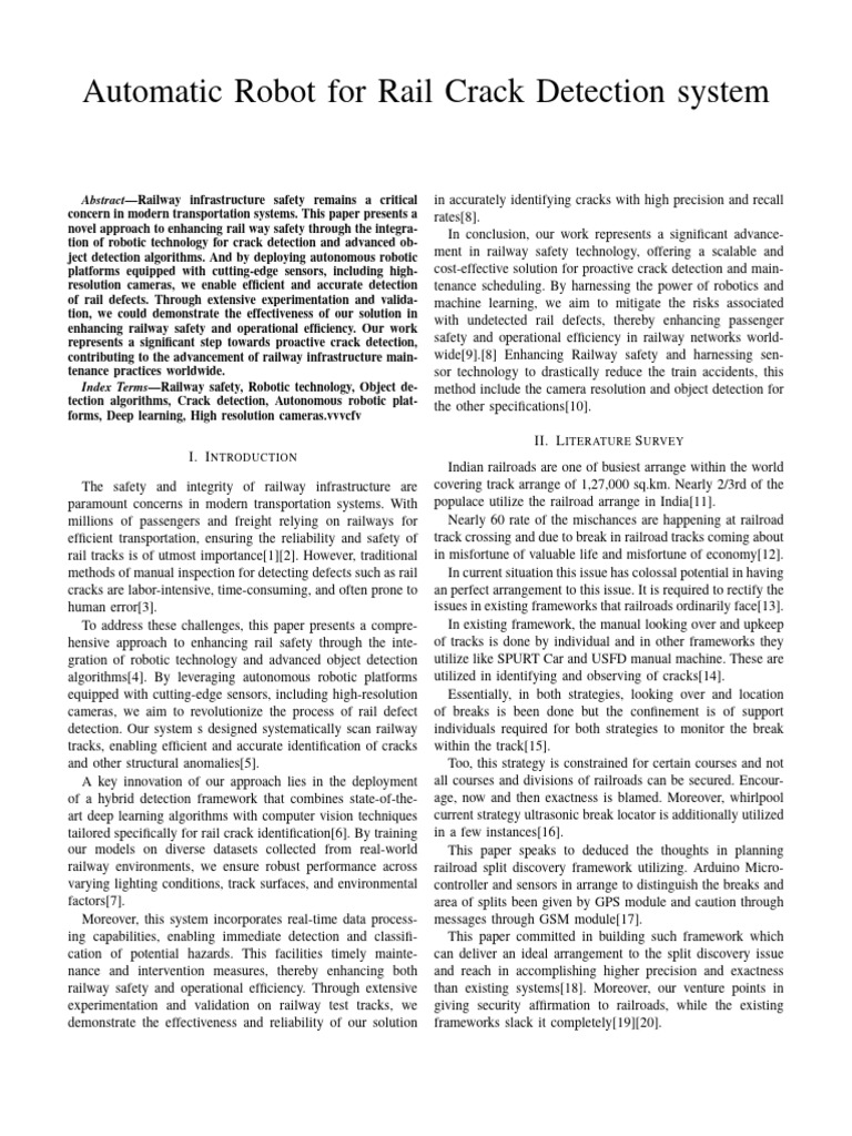 Automatic Robot For Rail Crack Detection Systems | PDF | Robotics ...