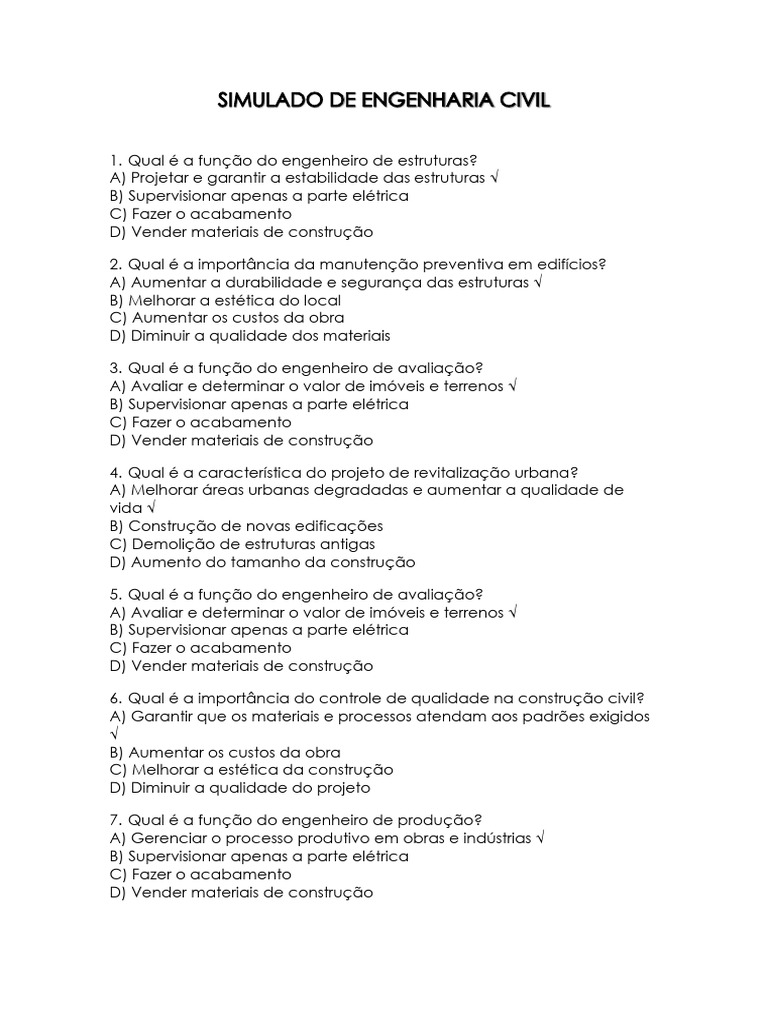 Simulado de Engenharia CIVIL 79 | PDF | Computadores | Tecnologia e Engenharia