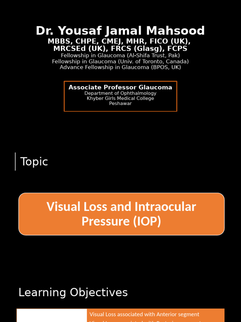 Visual Loss and IOP | PDF | Glaucoma | Visual Impairment