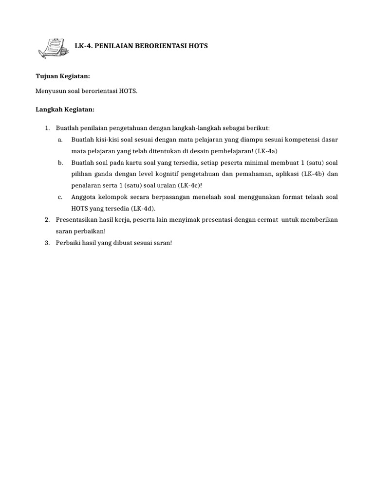 LK 4 Penilaian Hots Bek | PDF