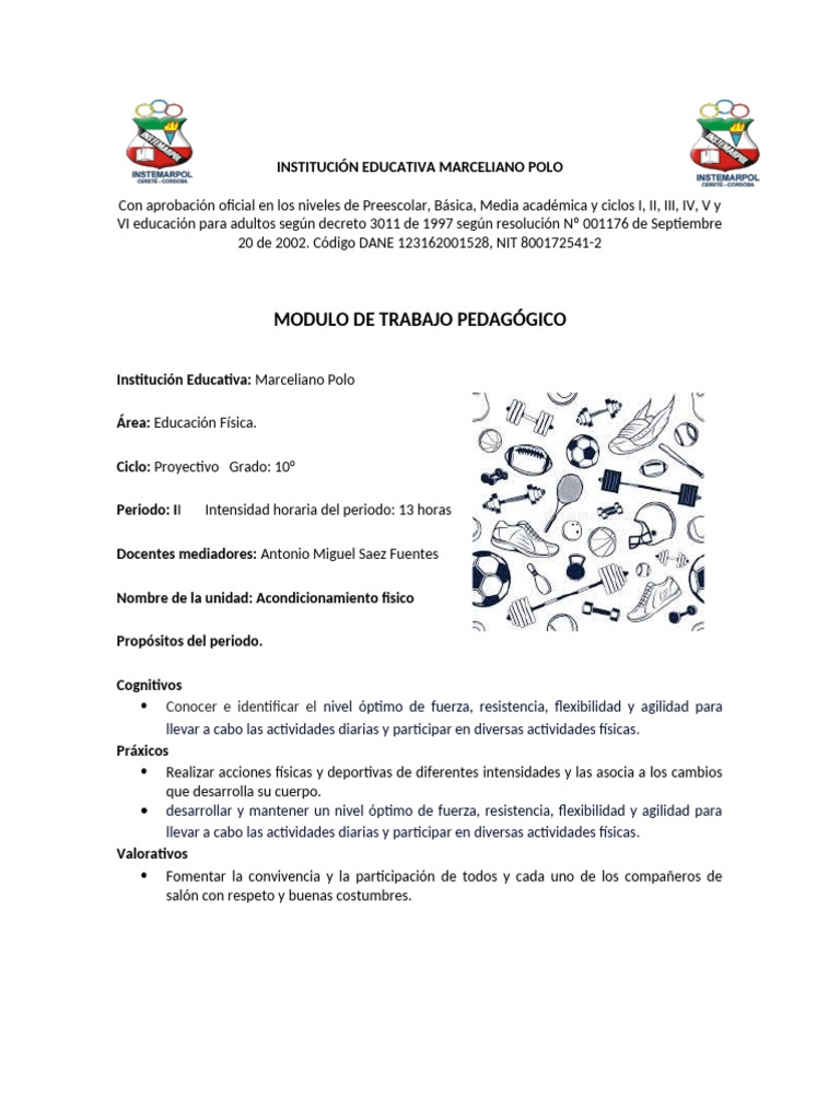 Modulo Grado 10 2per | PDF | Flexibilidad (anatomía)