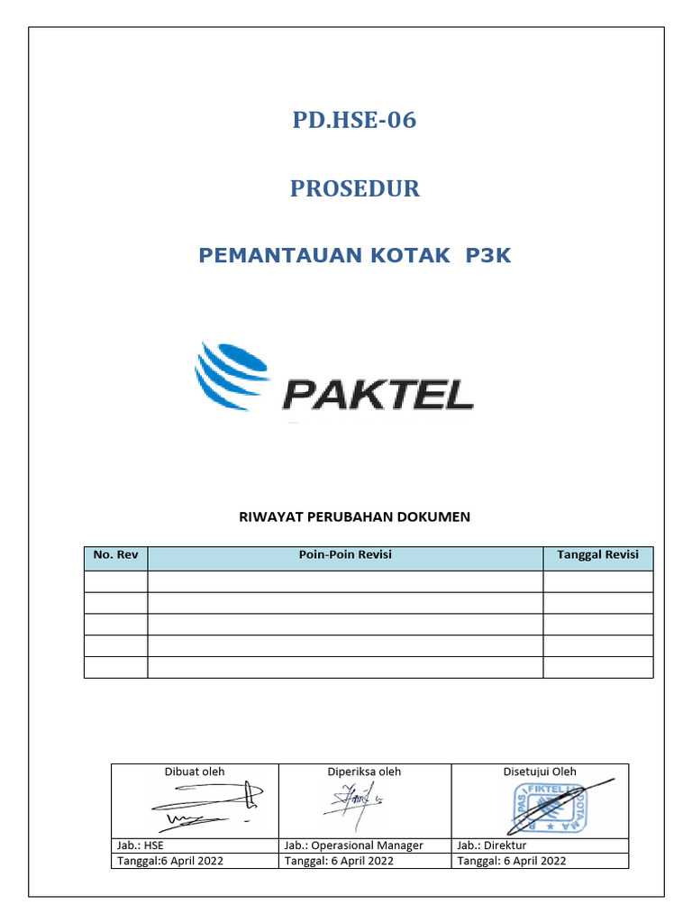 Pd-Hse-06 Pemantauan Kotak p3k | PDF | Bisnis | Pengelolaan Keuangan & Uang