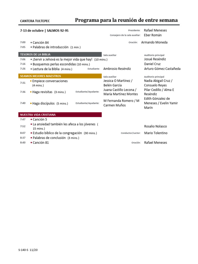 Programa Octubre 24 | PDF | Biblia