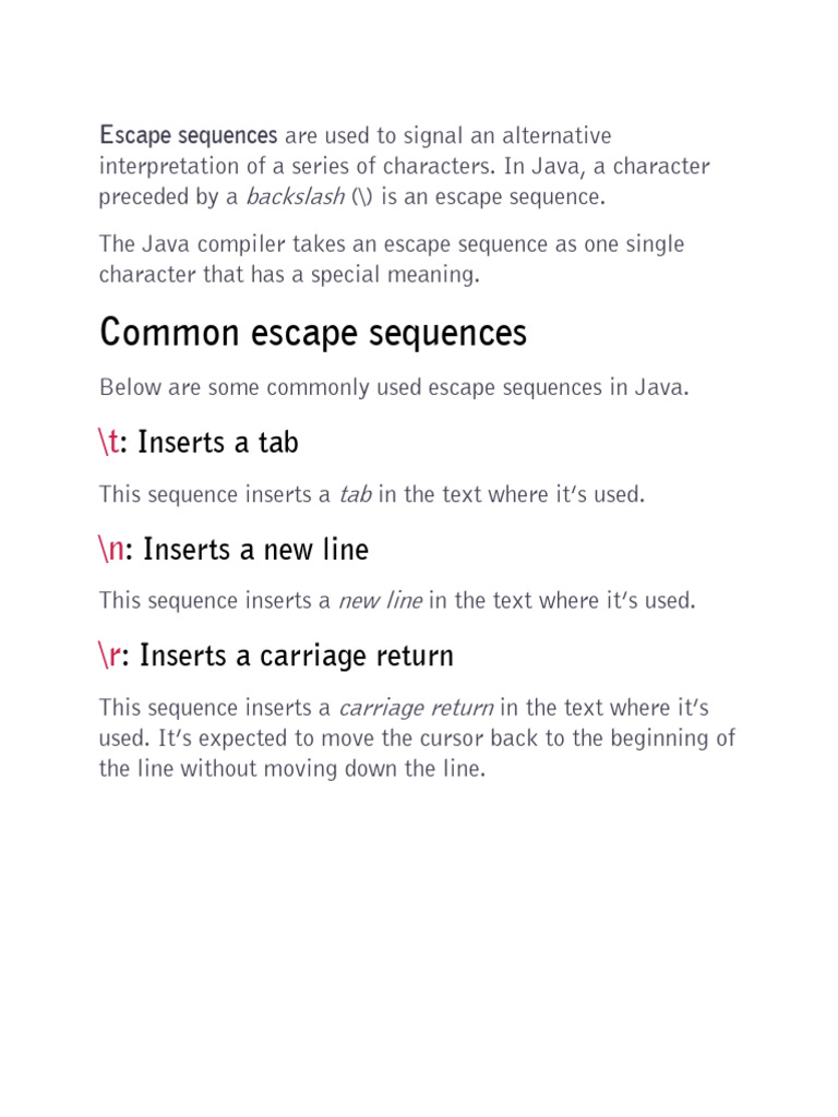 2.5 Escape Sequences | PDF | Computers