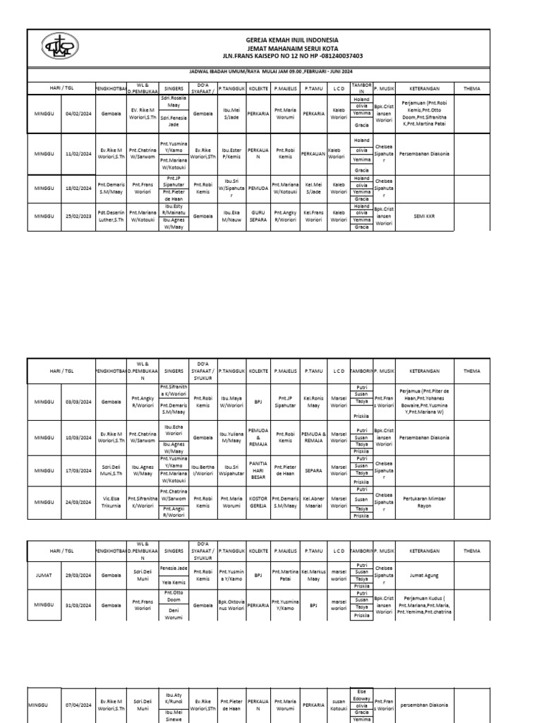 Ibadah Raya Minggu Pagi | PDF