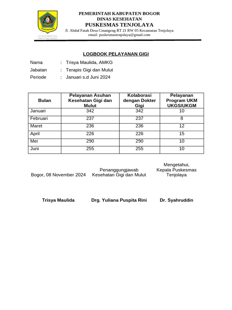 Logbook Pelayanan Gigi | PDF