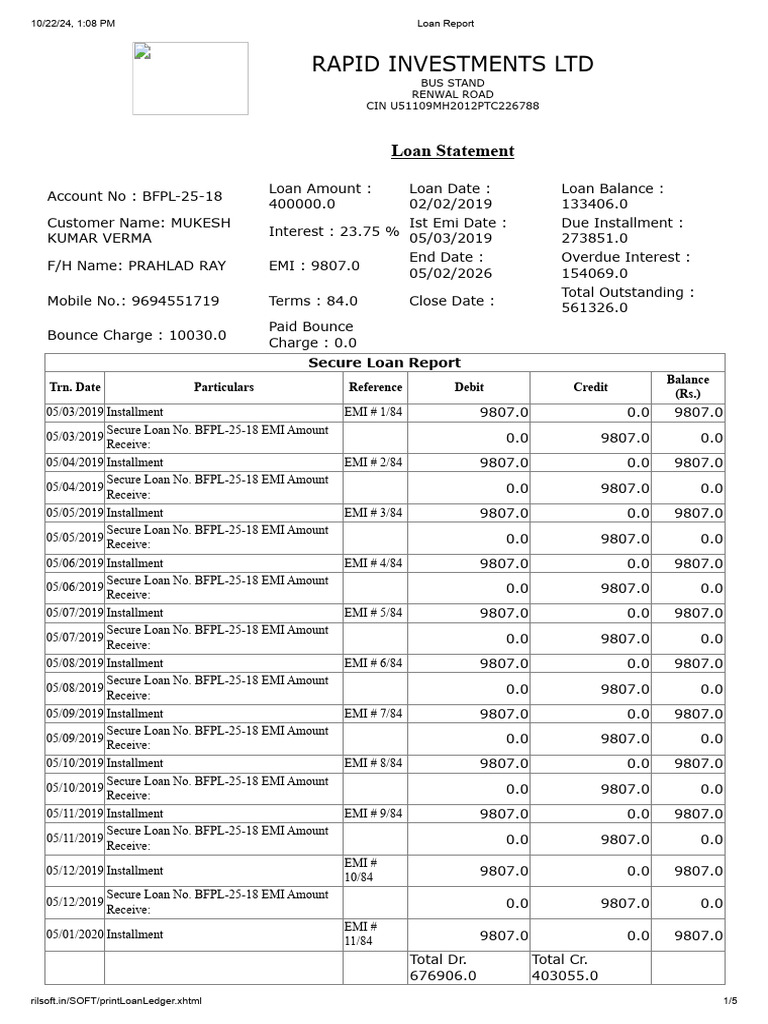 Mukesh Kumar Verma BFPL 25-18 | PDF | Debits And Credits | Corporate Jargon