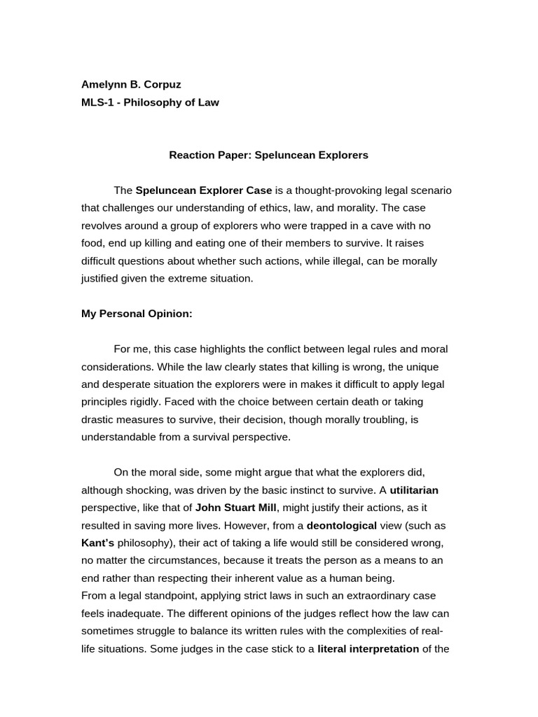 Ethics and Law in Speluncean Case | PDF | Applied Philosophy | Justice