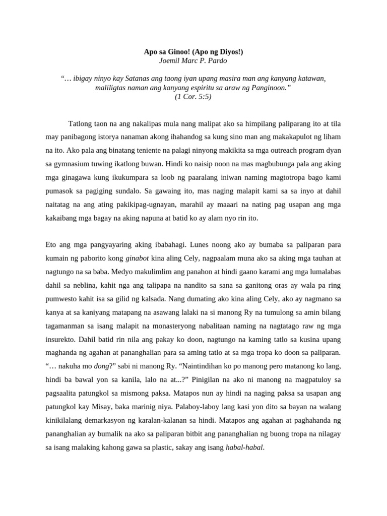 Apo Sa Ginoo | PDF