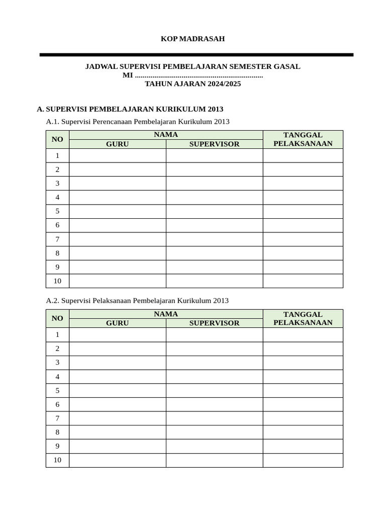 Lampiran Ii - Jadwal Supervisi | PDF