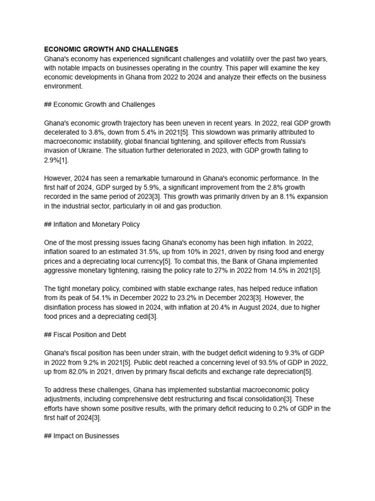 Ghana's Economic Growth Challenges 2022-2024 | PDF | Fiscal Policy ...
