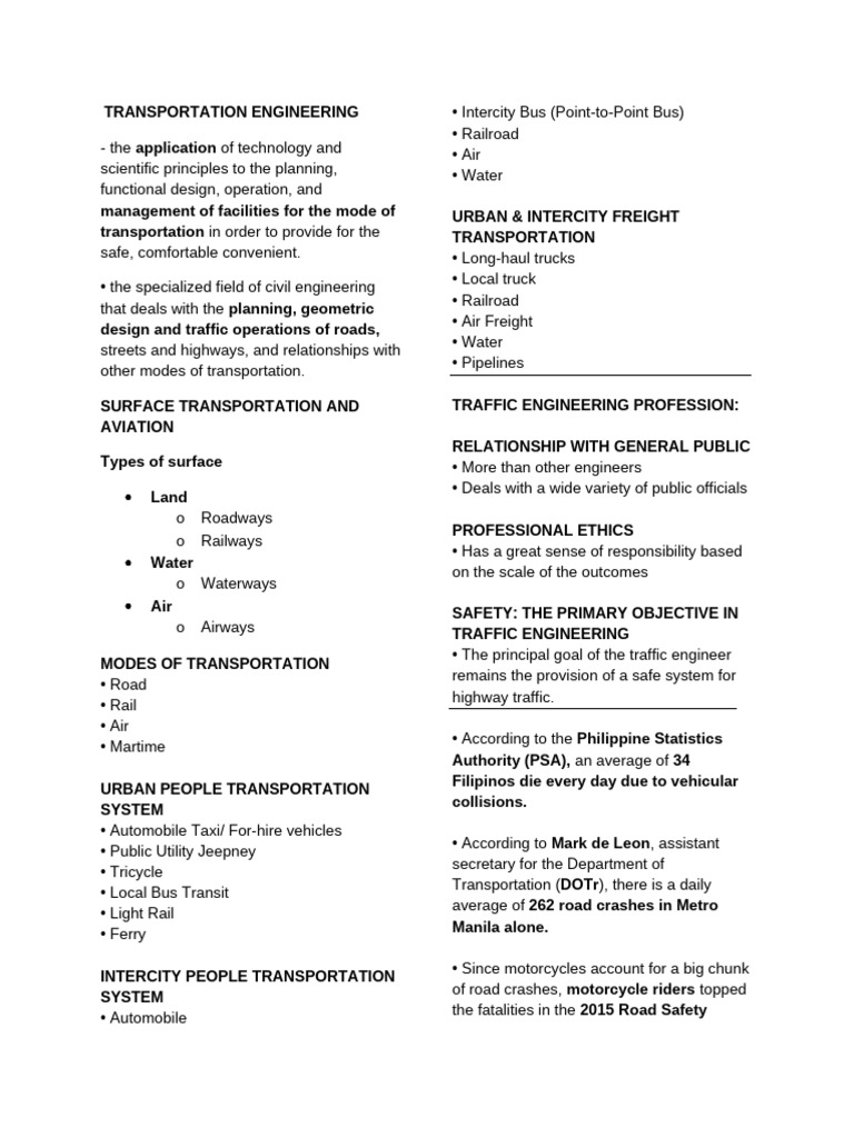 Overview of Transportation Engineering | PDF | Transport | Road