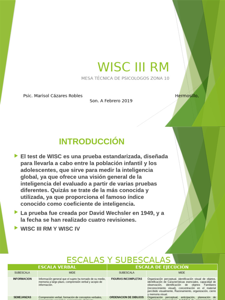 Wisc Iii RM | PDF | Pensamiento | Memoria