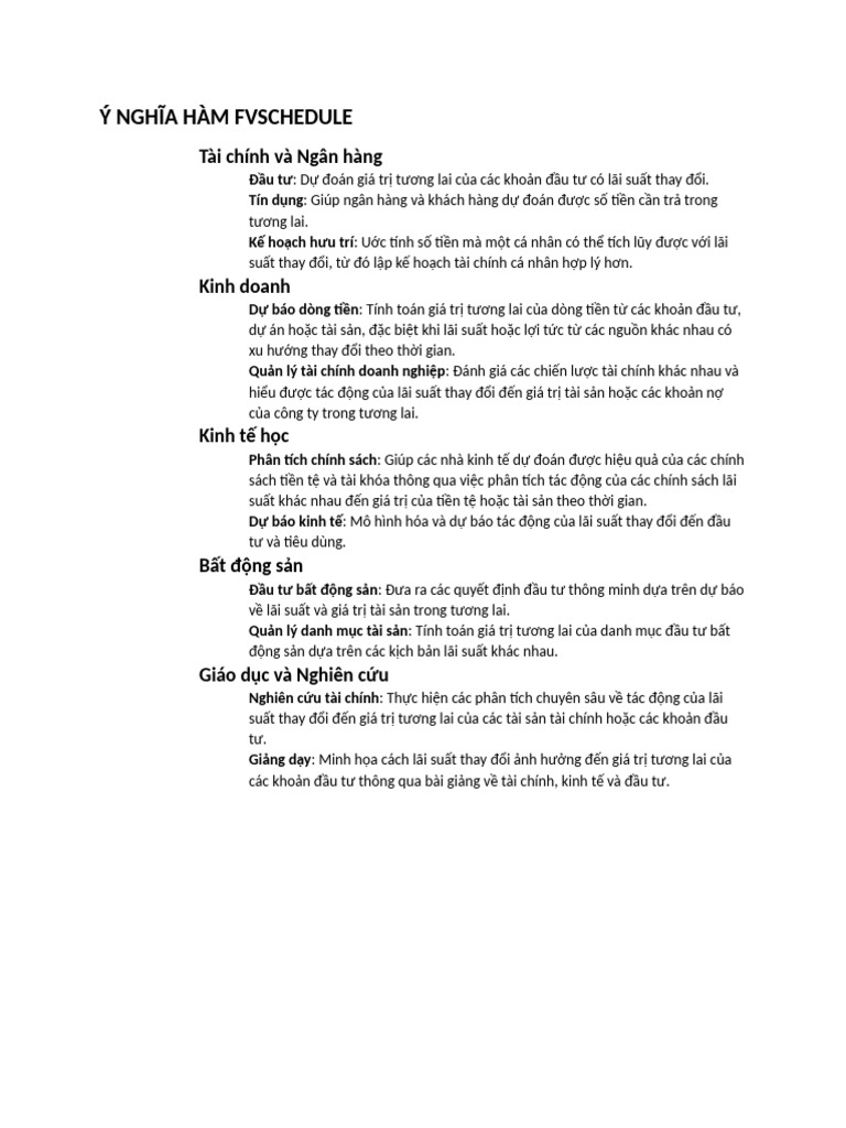 Hàm FVSCHEDULE Mindmap | PDF