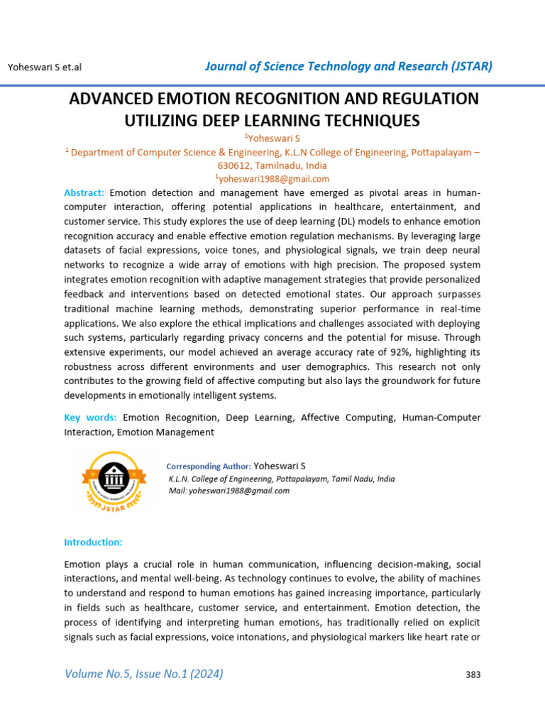 Deep Learning Techniques For Comprehensive Emotion Recognition and ...