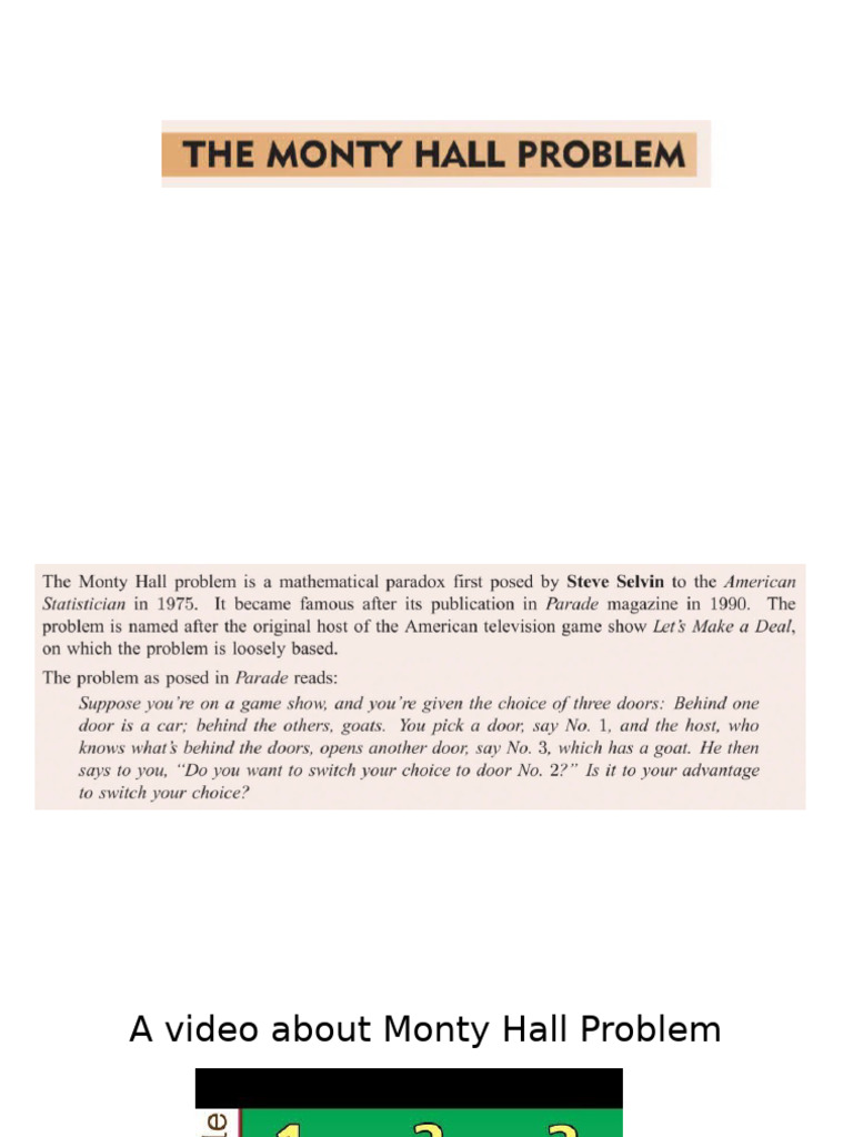 Probability The Monty Hall Problem | PDF