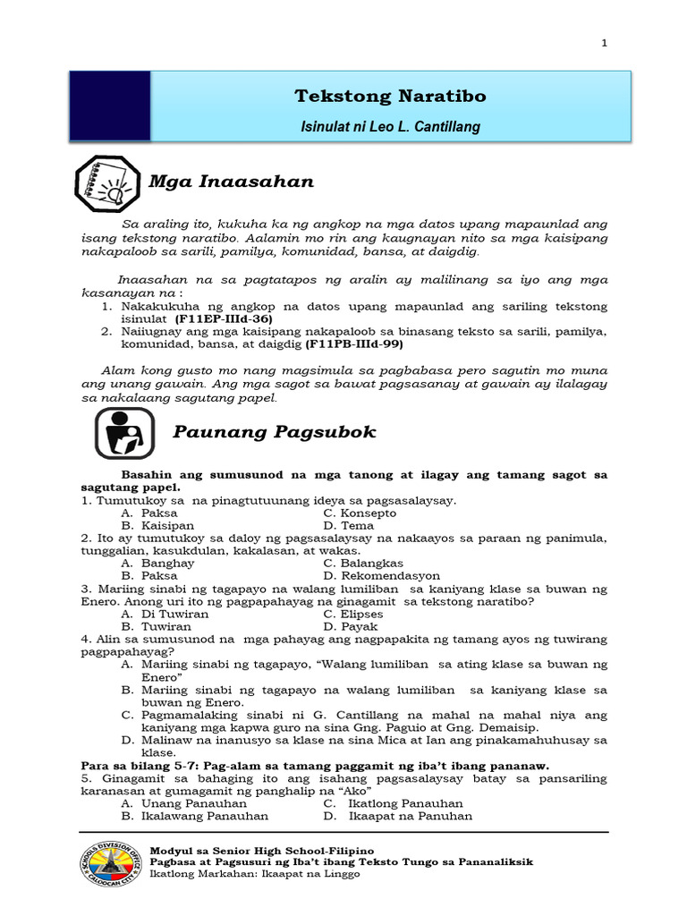 Pagbasa at Pagsusuri Q3 W4 | PDF