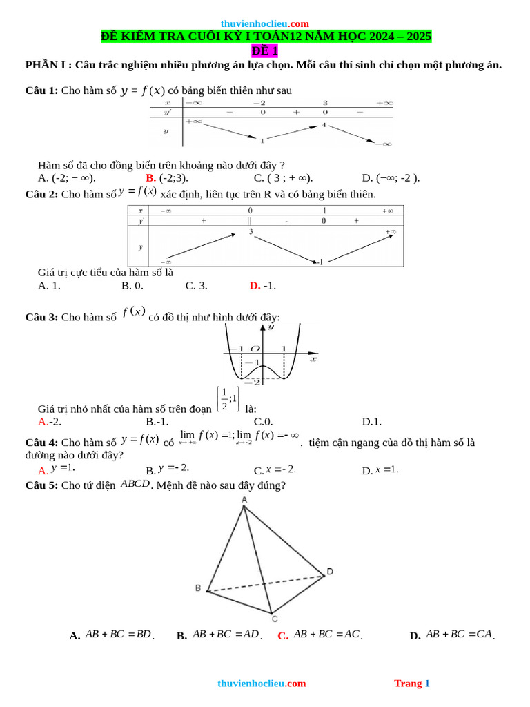 Bo de Thi HK1 Toan 11 KNTT | PDF