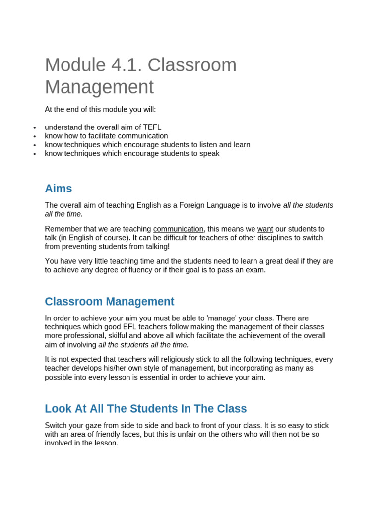 Module 4.1 - Classroom Management | PDF | Classroom Management ...