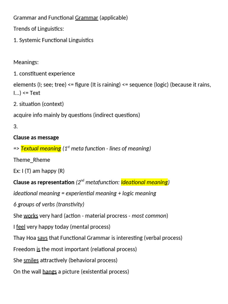 Grammar and Functional Grammar | PDF | Semantics | Linguistic Typology