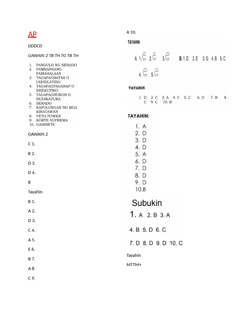 AP - Answer Key | PDF