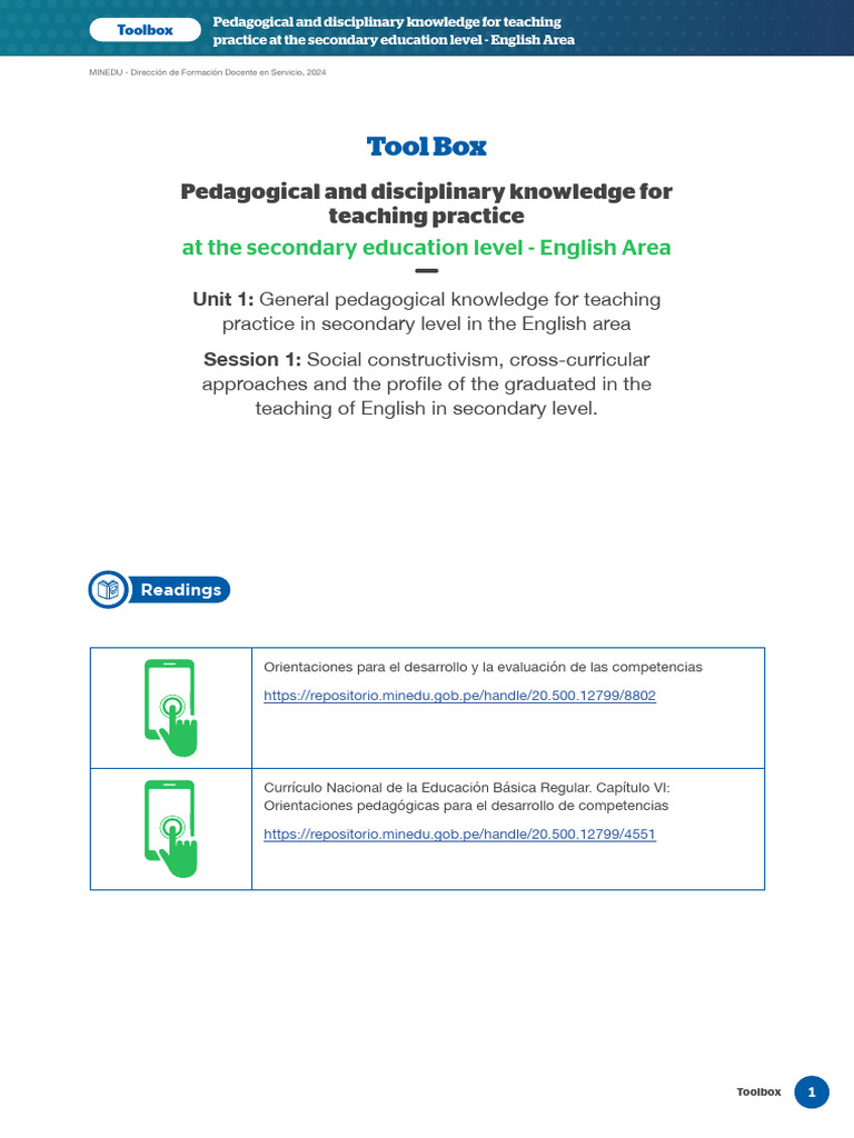 Caja de Herramientas S1-U1-Inglés | PDF | Learning | Education Theory