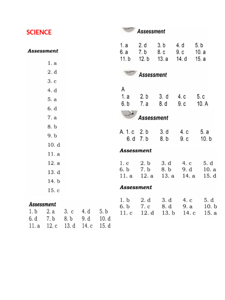 Sci - ANSWER KEY | PDF