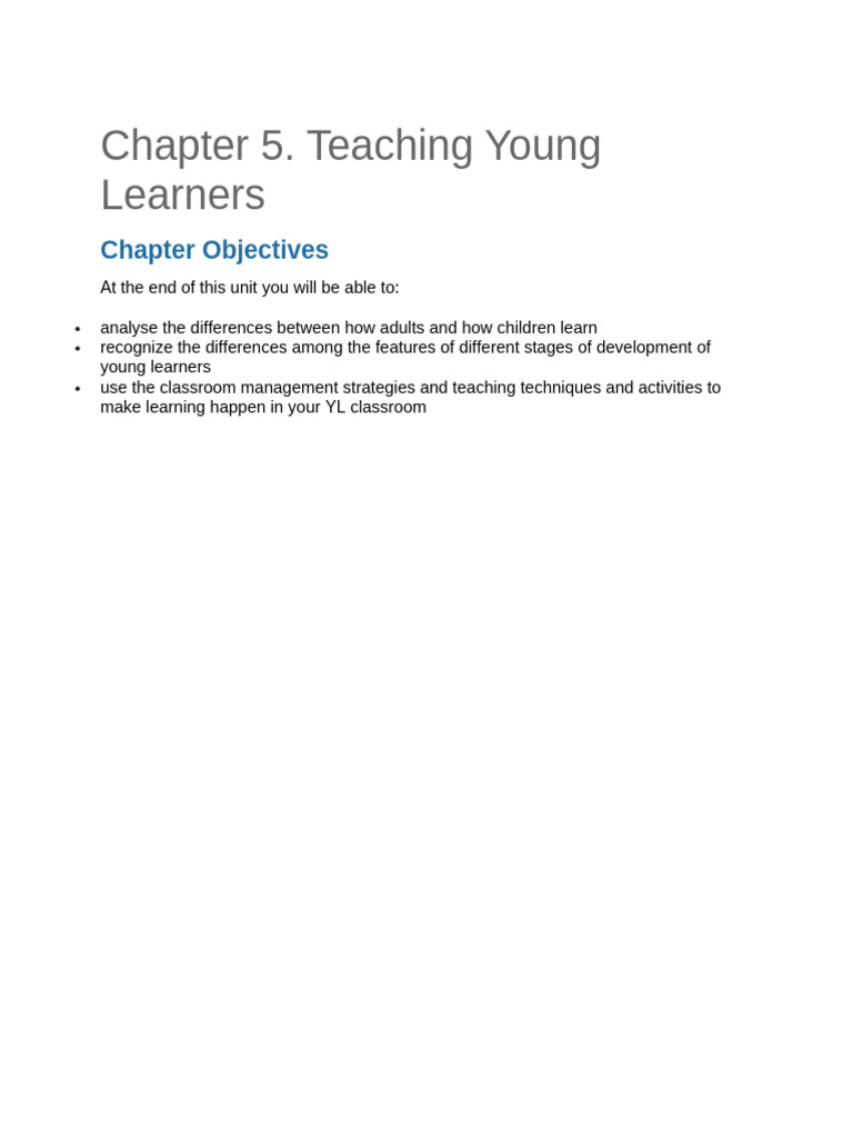 Chapter 5 - Teaching Young Learners | PDF | Learning | Adolescence