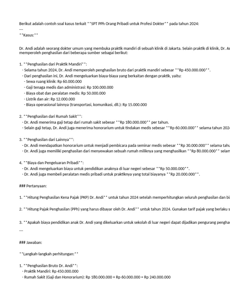 Contoh Kasus SPT Op | PDF