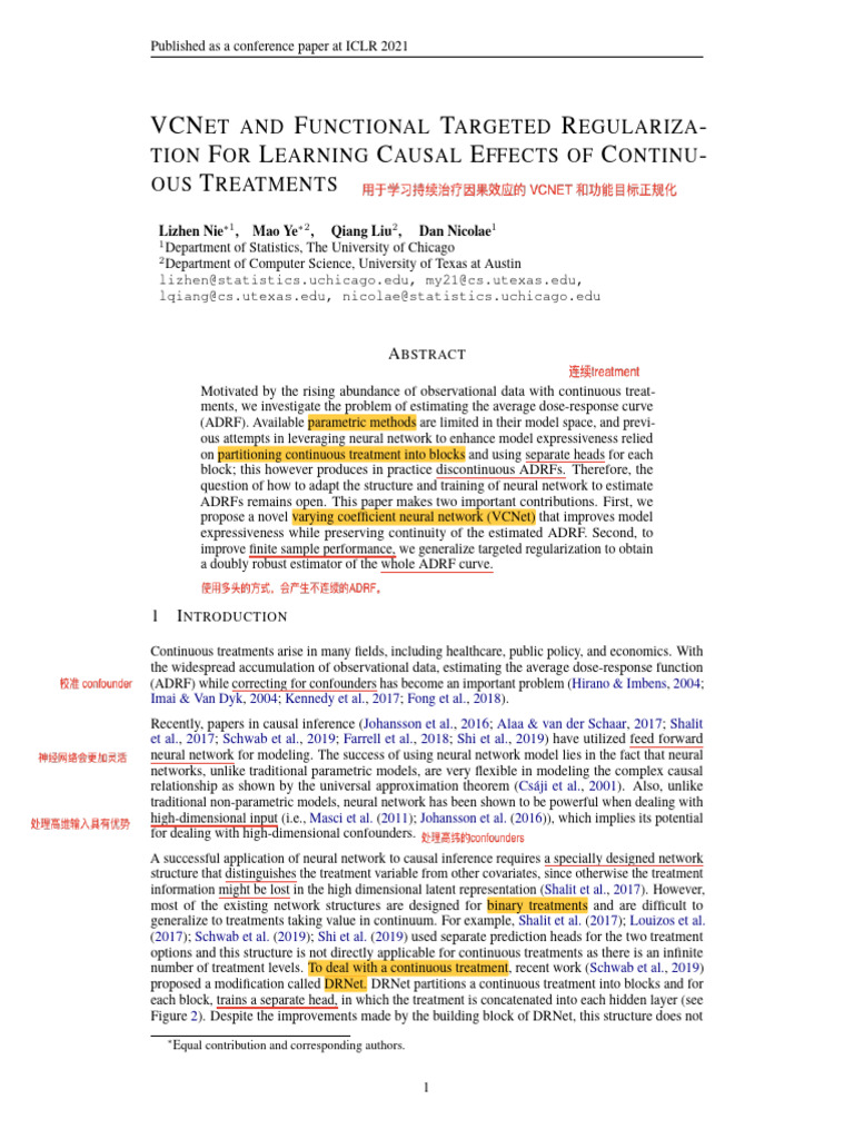 Vcnet and Functional Targeted Regularization For Learning Causal Effects of Continuous ...