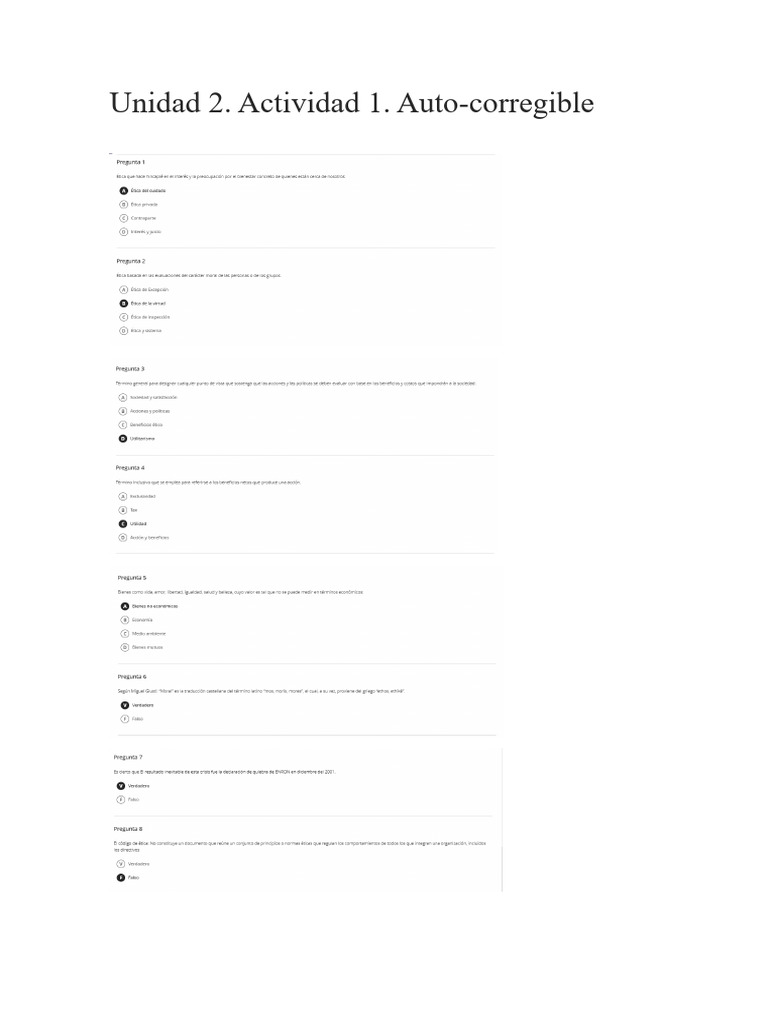 Unidad 2. Actividad 1. Auto-Corregible | PDF