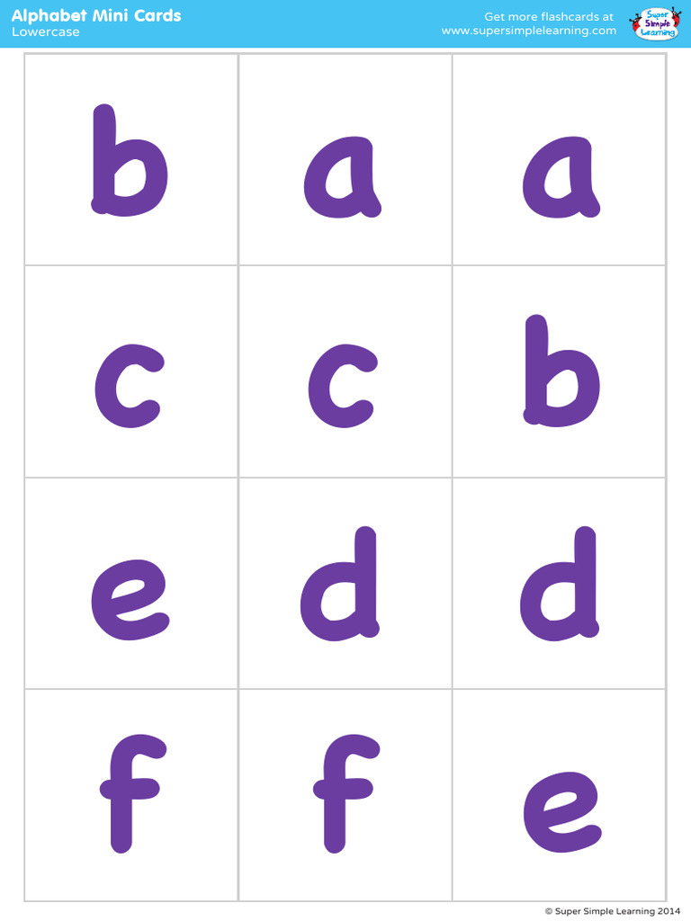 Lowercase Alphabet Mini Cards | PDF