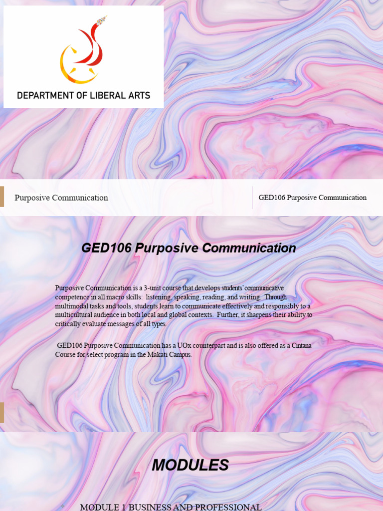 Purposive Communication Overview 1 | PDF