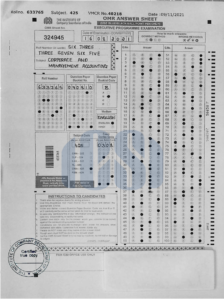 CS Executive - Answers Papers | PDF