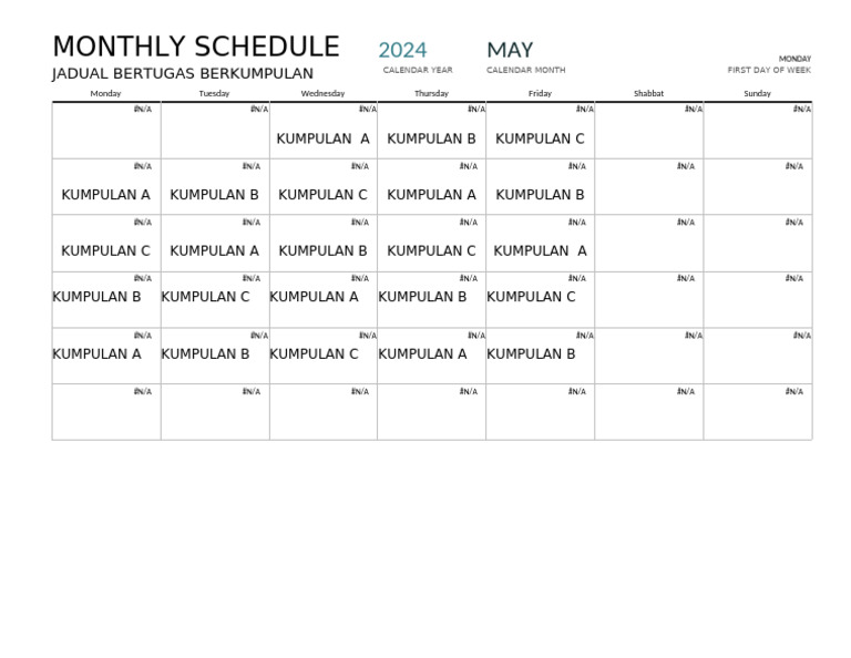 Monthly Schedule | PDF