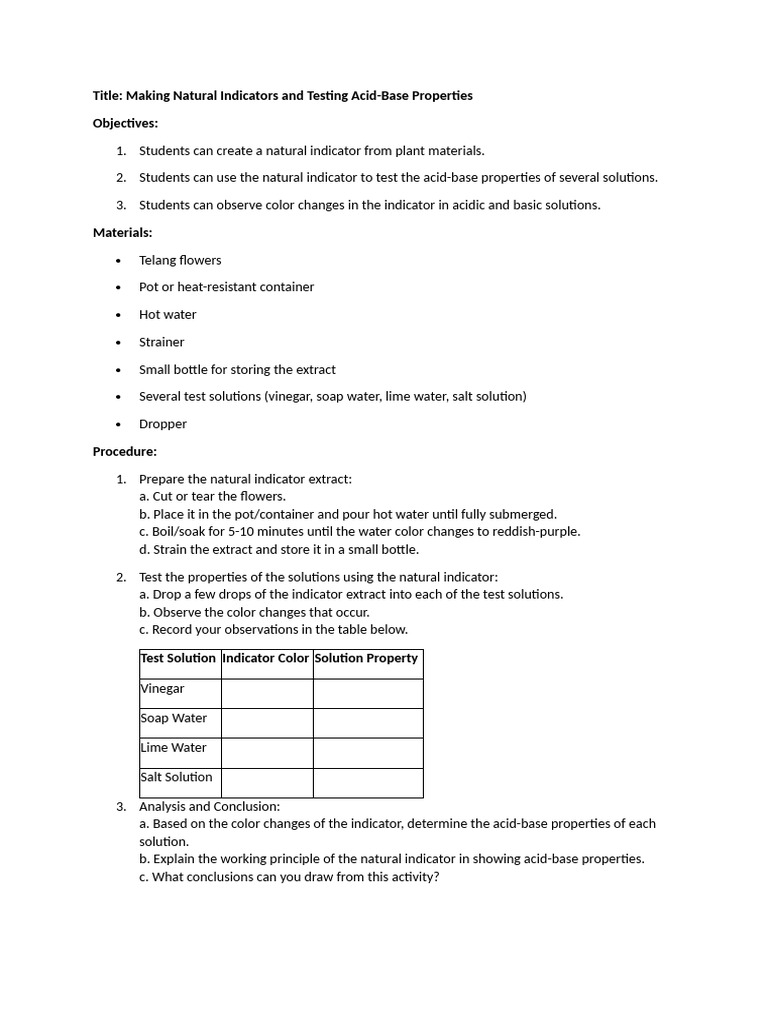 Science Club - Acid - Base | PDF