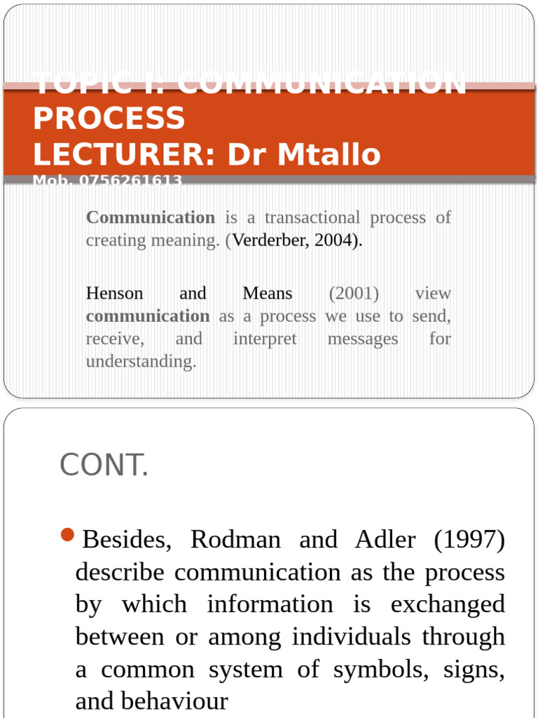 Topic 1 Communication Process | PDF | Communication | Information