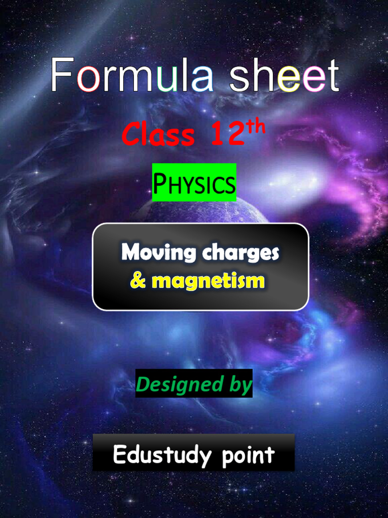Moving Charges and Magnetism - Formula Sheet (Edustudy Point) | PDF ...