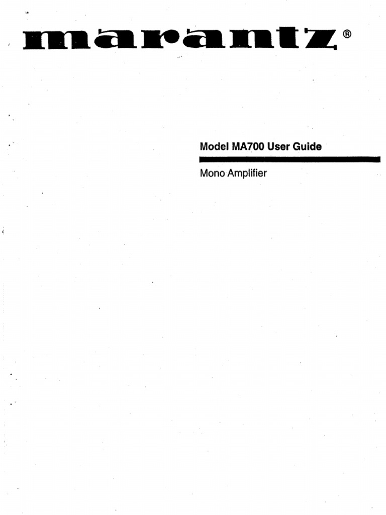 Marantz MA700 - User Manual | PDF