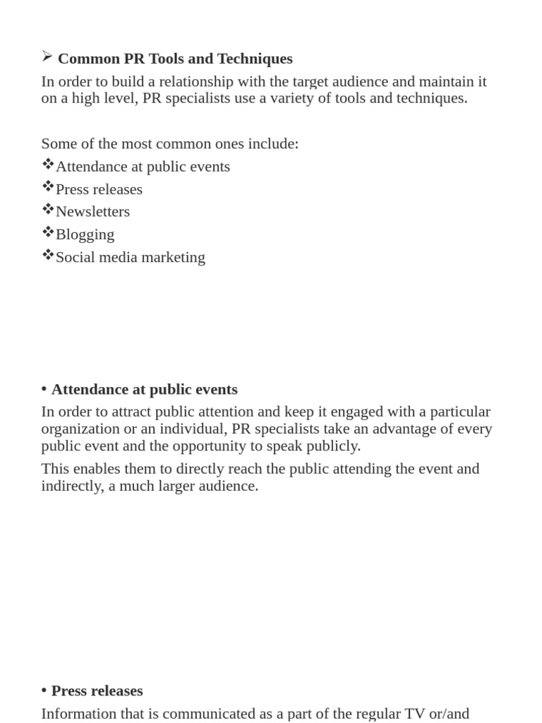 Essential PR Tools and Techniques | PDF