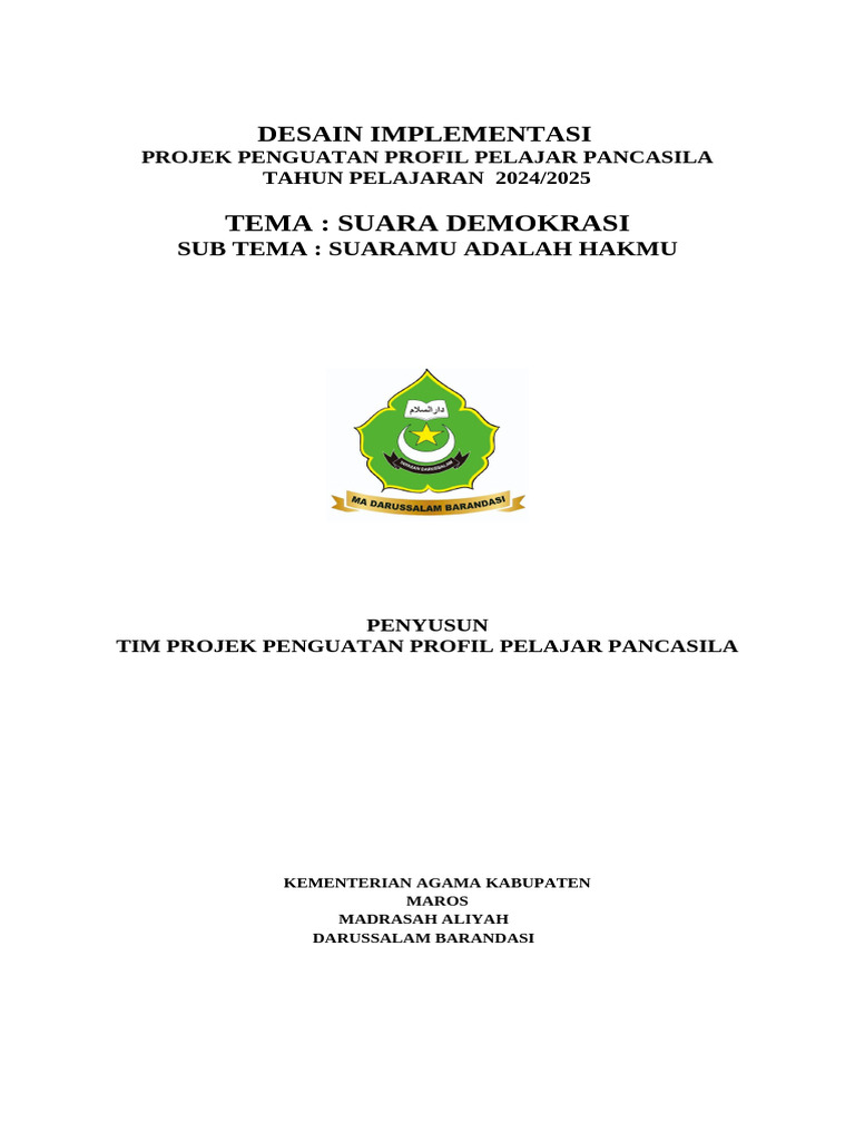 Modul Projek Suara Demokrasi - Panduan PILKETOS - Pemilihan Ketua Dan Wakil Ketua OSIS - Fase D ...