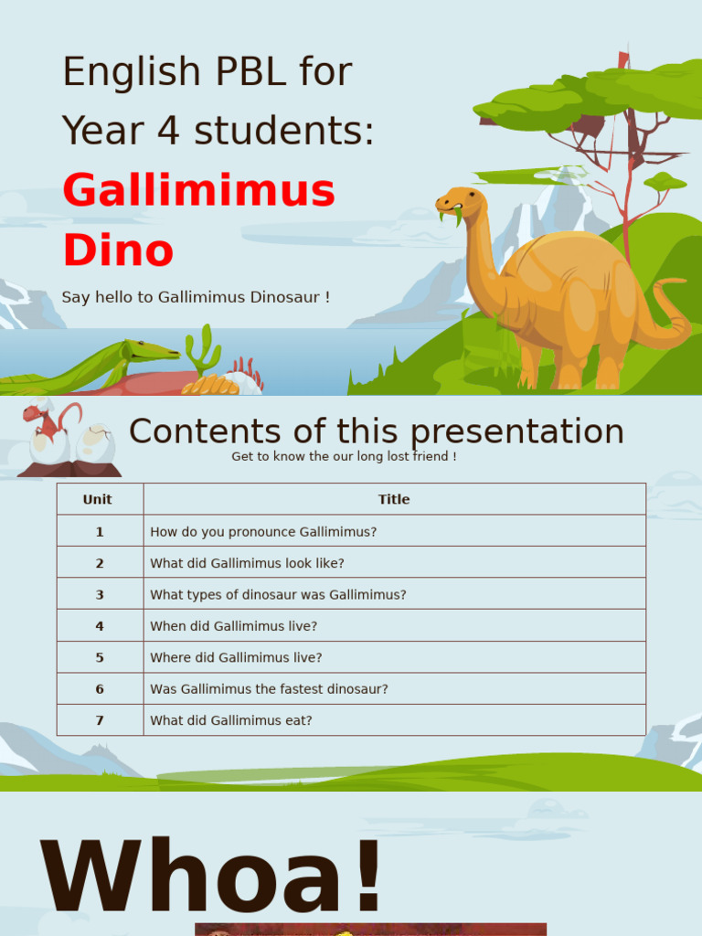 Gallimimus Dino Ppt-4H | PDF | Dinosaurs | Mesozoic Dinosaurs