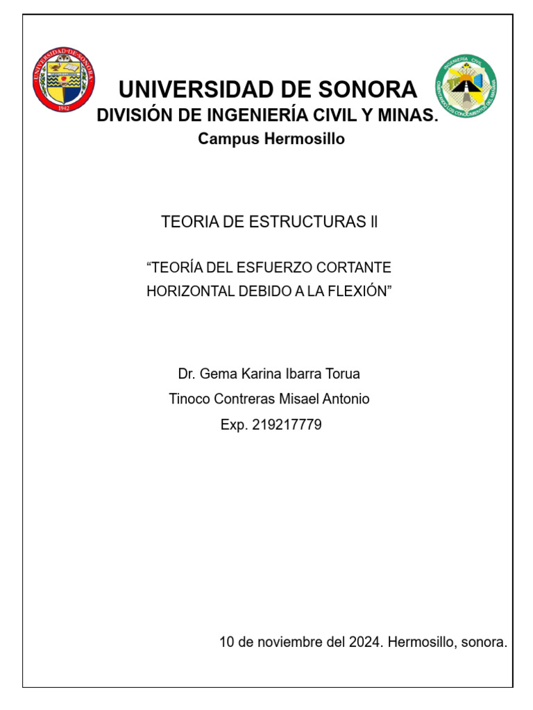 Tll. Esfuerzo Cortante Horizontal | PDF | Viga (Estructura) | Esfuerzo cortante