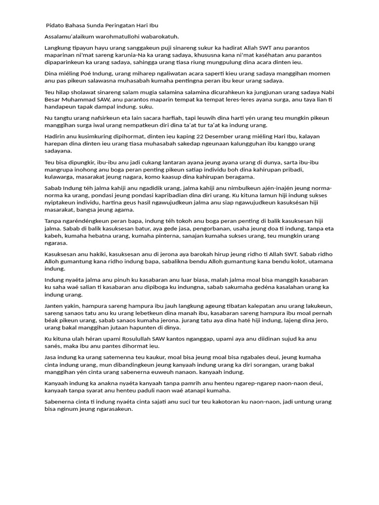 Pidato Bahasa Sunda Peringatan Hari Ibu 1 | PDF