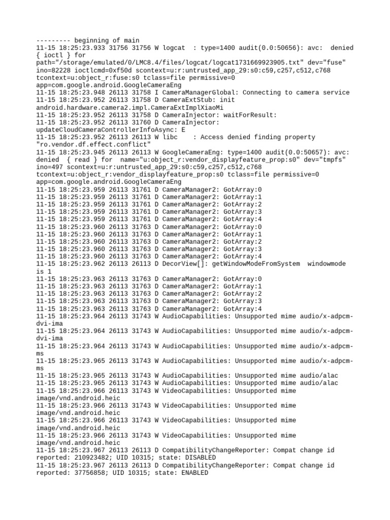 Log Cat 1731669923905 | PDF | Codec | Computing