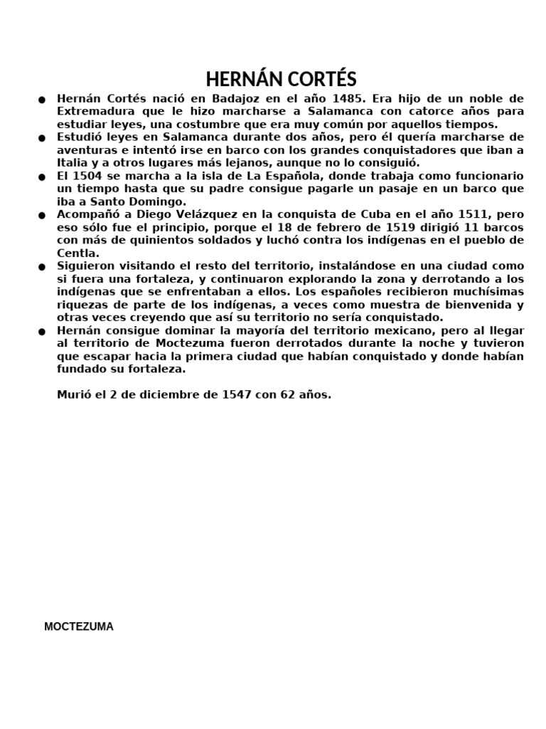 Hernán Cortés Equipo 1 | PDF | Hernán Cortés | Colonización española de ...