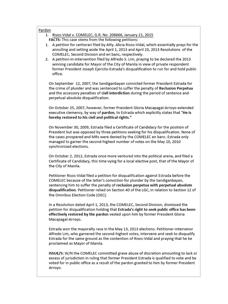CRIM1 - Pardon To Three Fold Rule CASES | PDF | Pardon | Fine (Penalty)