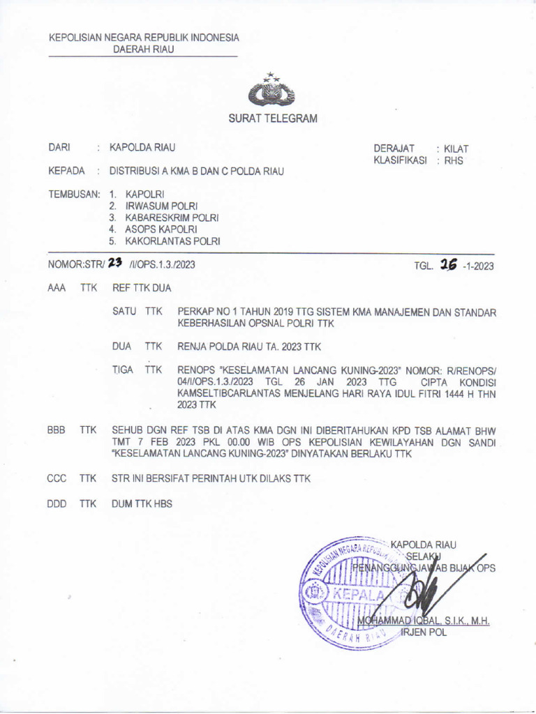 STR 23 TTG TMT Ops Keselamatan LK 2023 | PDF