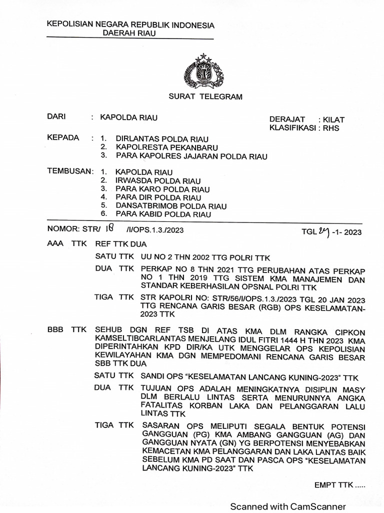 STR 18 TTG RGB Ops Keselamatan LK-2023 | PDF